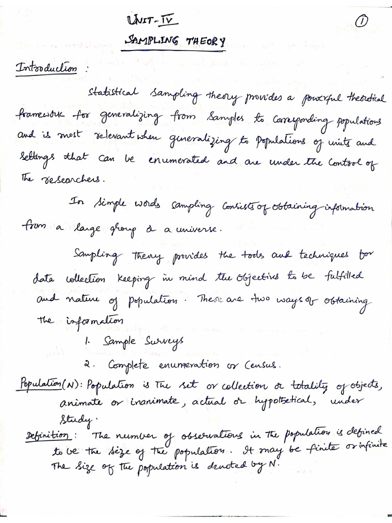 PS-UNIT4-Sampling Theory | PDF