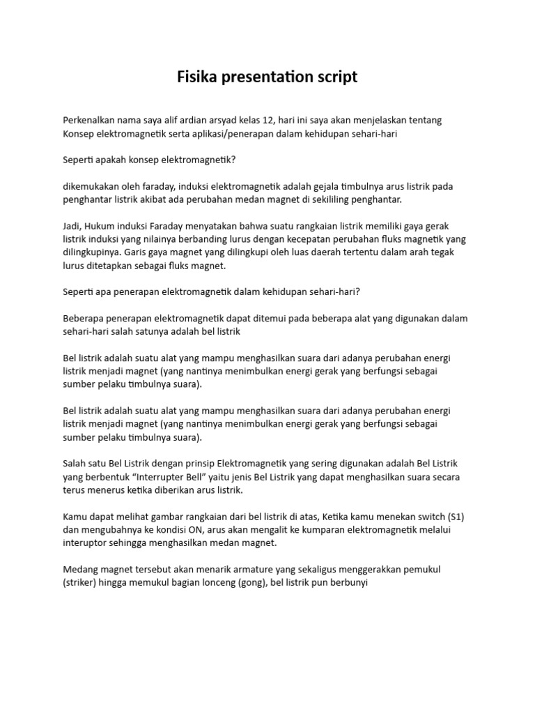 Fisika Presentation Script | PDF