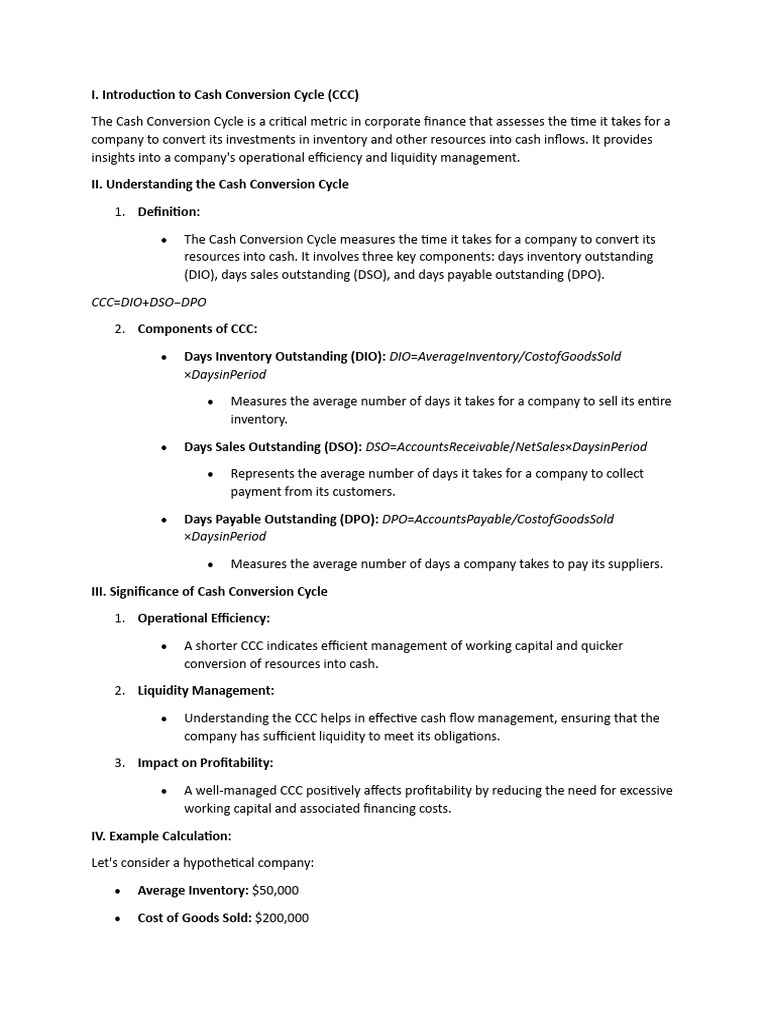 Week1 CCC | PDF | Working Capital | Inventory