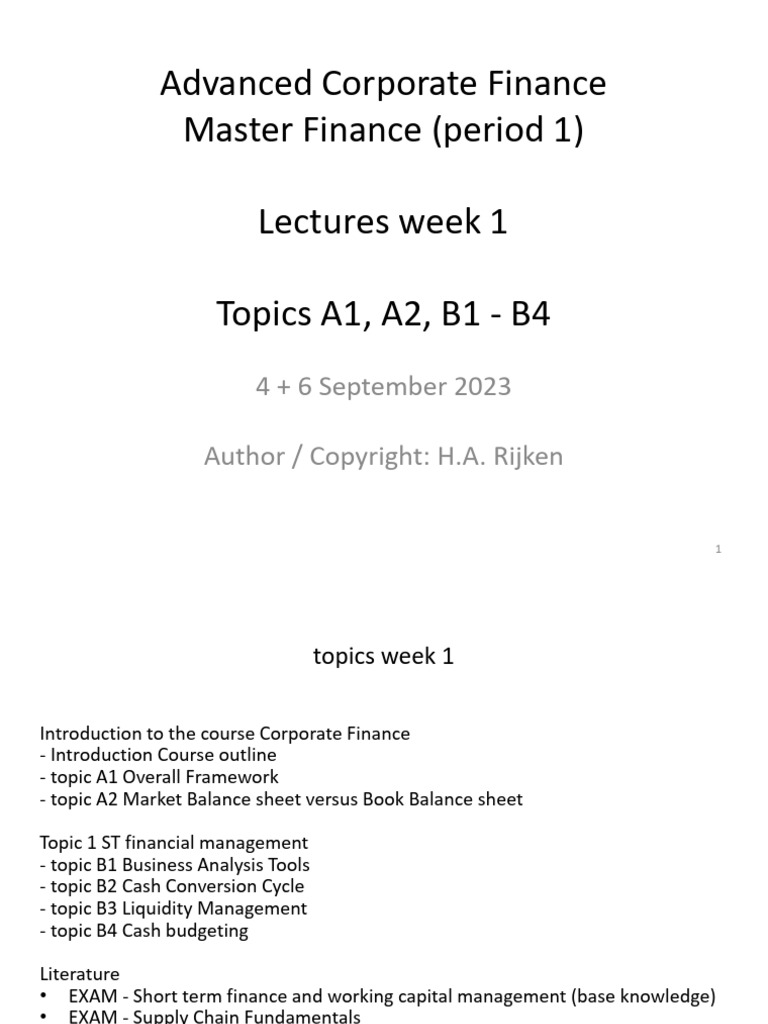Lecture Slides Week 1 Introduction And Short Term Financial