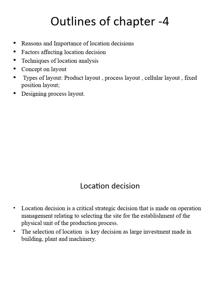 Location Decision And Facilities Layout Pdf Cost Benefit Analysis