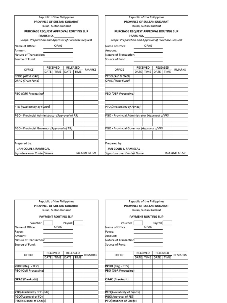 Purchase Request Approval Routing Slip | PDF | Payments | Accounting