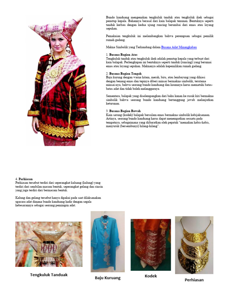 Pakaian Adat Bundo Kanduang Minangkabau | PDF