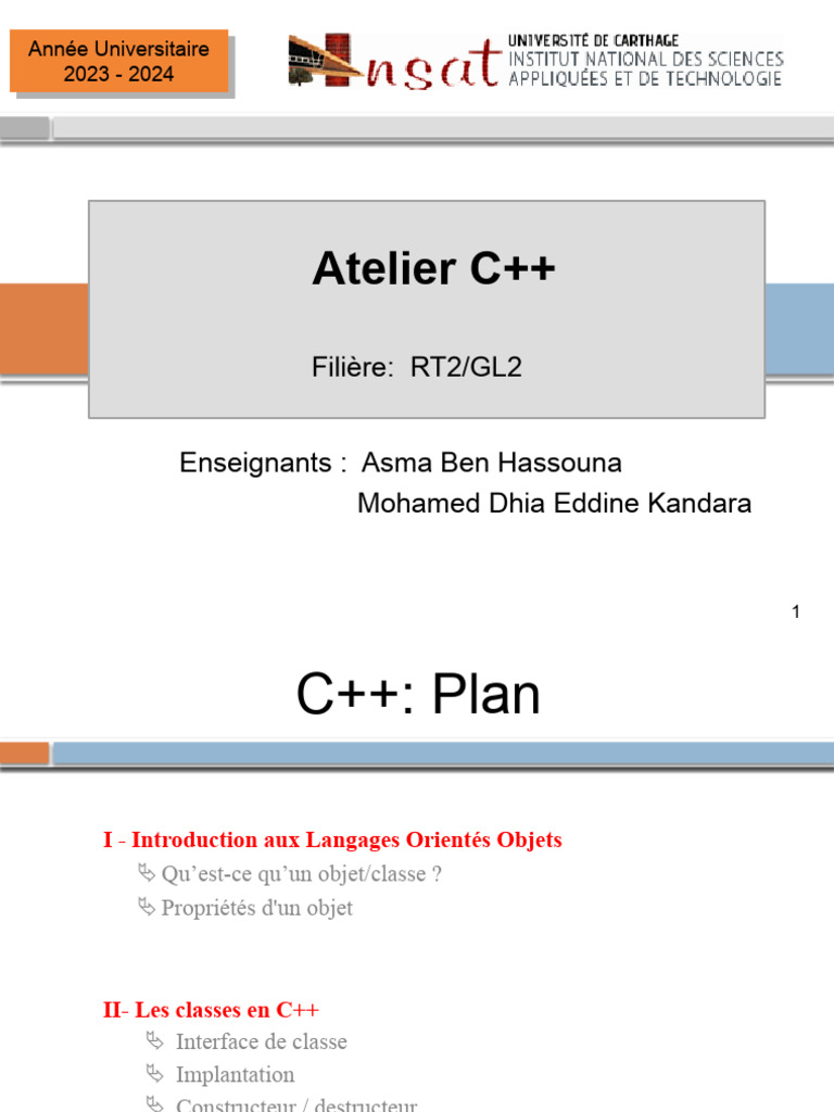 Cours 1-Notion de Classes | PDF | Classe (informatique) | Programmation ...