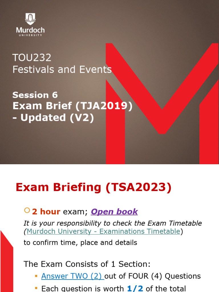 TOU232 - Exam Brief TSA 2023 | PDF | Essays | Question
