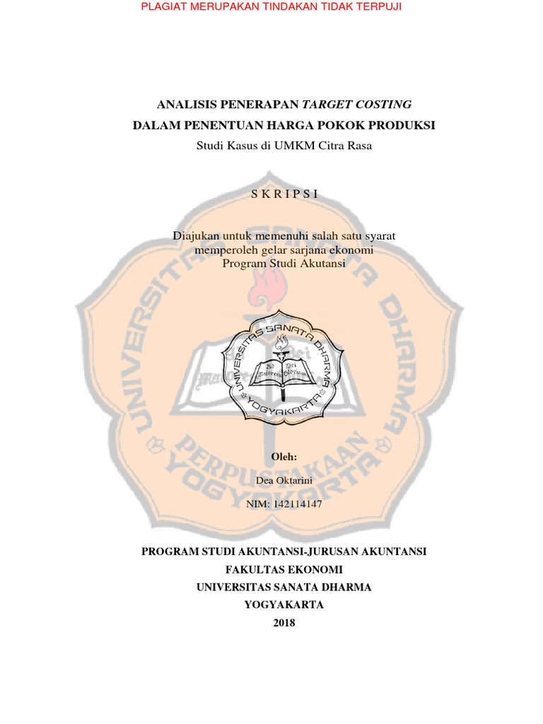 Contoh Target Costing Umkm Yogyakarta | PDF
