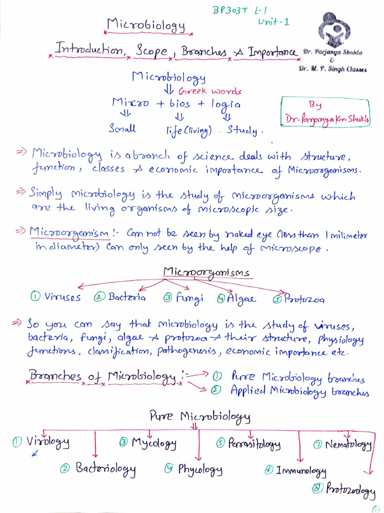 Microbiology, Introduction, Branches, Scope and Importance | PDF | Microbiology | Microscopy