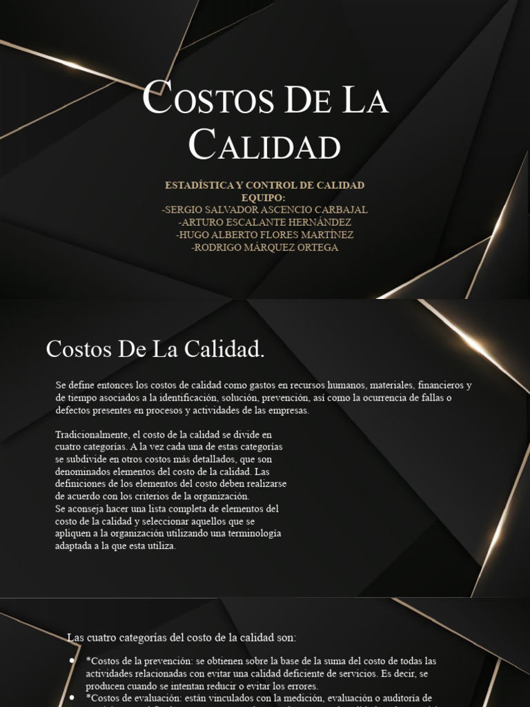 Costos de Calidad: Prevención y Evaluación | PDF | Calidad (comercial ...