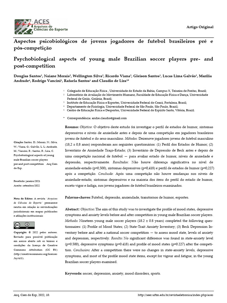 2022 - B2 - Psychobiological Aspects of Young Male Brazilian Soccer ...