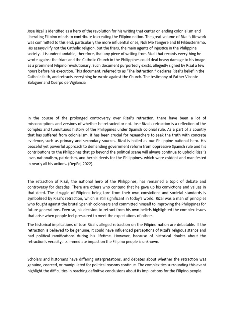 Jose Rizal Is Identified As A Hero of The Revolution For His Writing ...