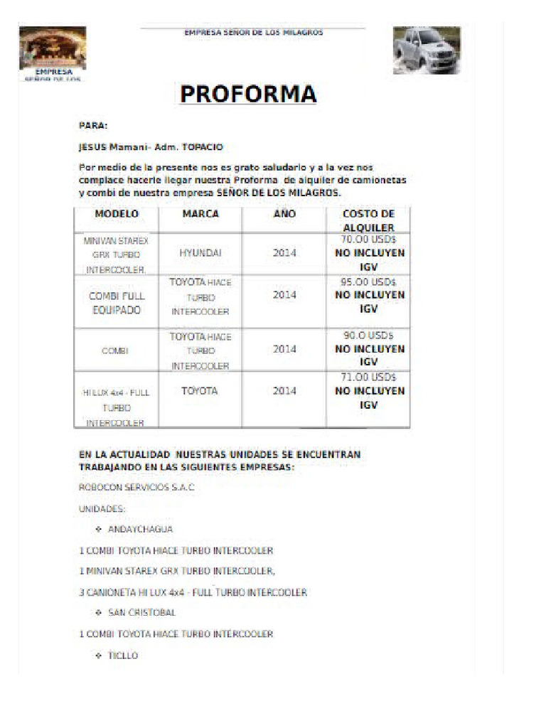 Proforma Minivan | PDF