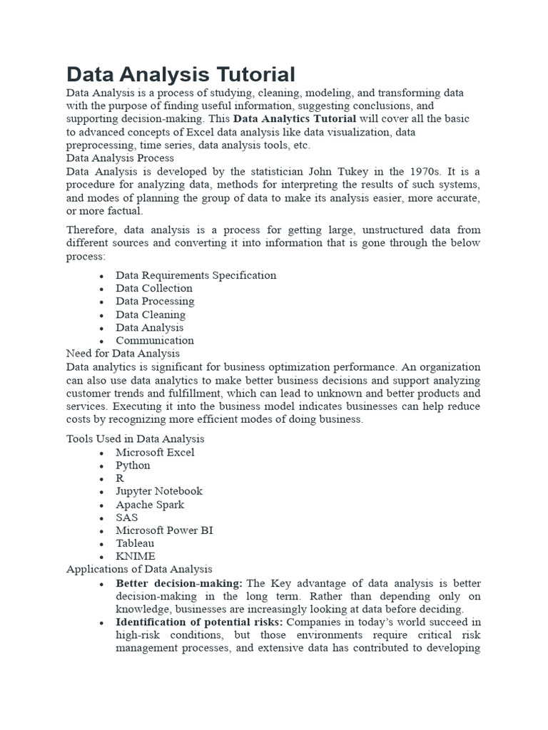 Data Analysis Tutorial-1 | PDF | Data Analysis | Data