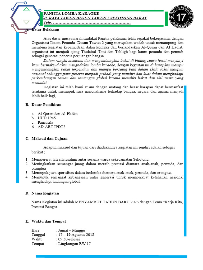 Proposal Lomba Karaoke 17 Agustus | PDF