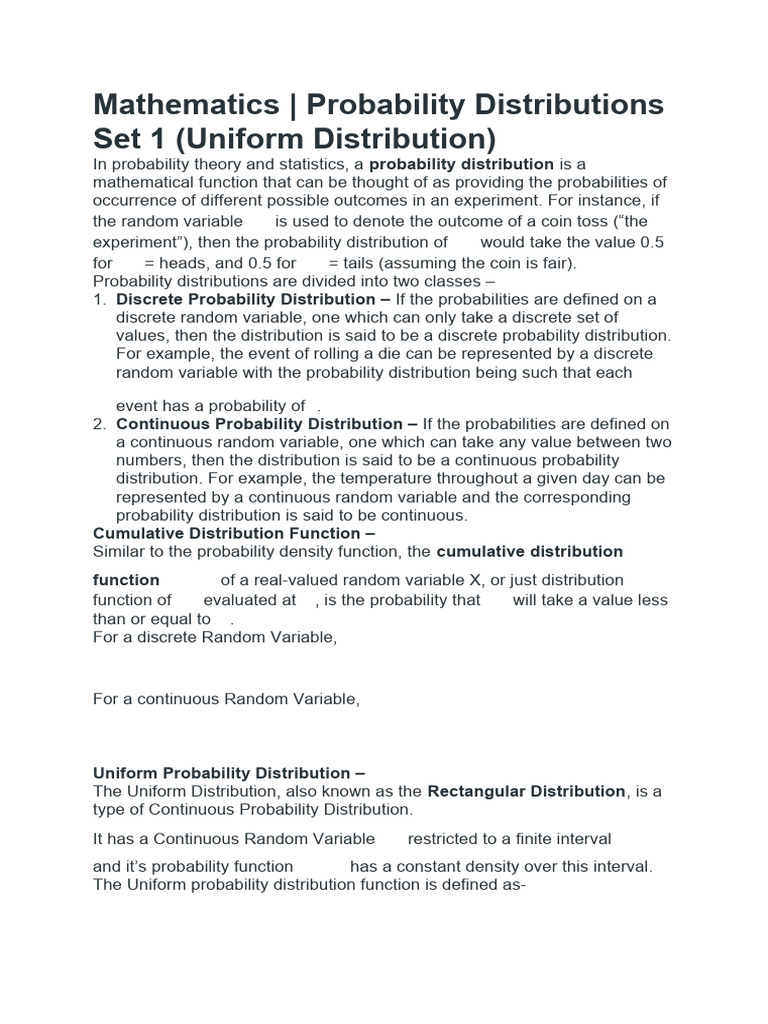 Uniform Distribution-5 | PDF | Probability Distribution | Random Variable