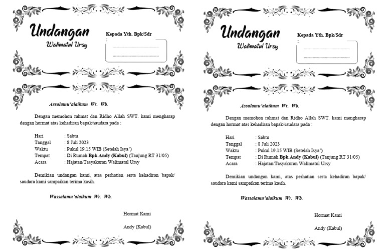 Undangan Hajatan 2 | PDF