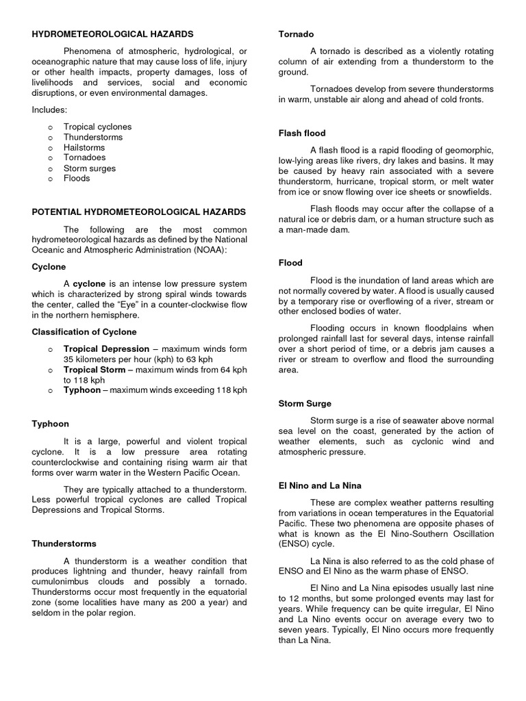 Hydrometeorological Hazards | PDF | Tropical Cyclones | Flood