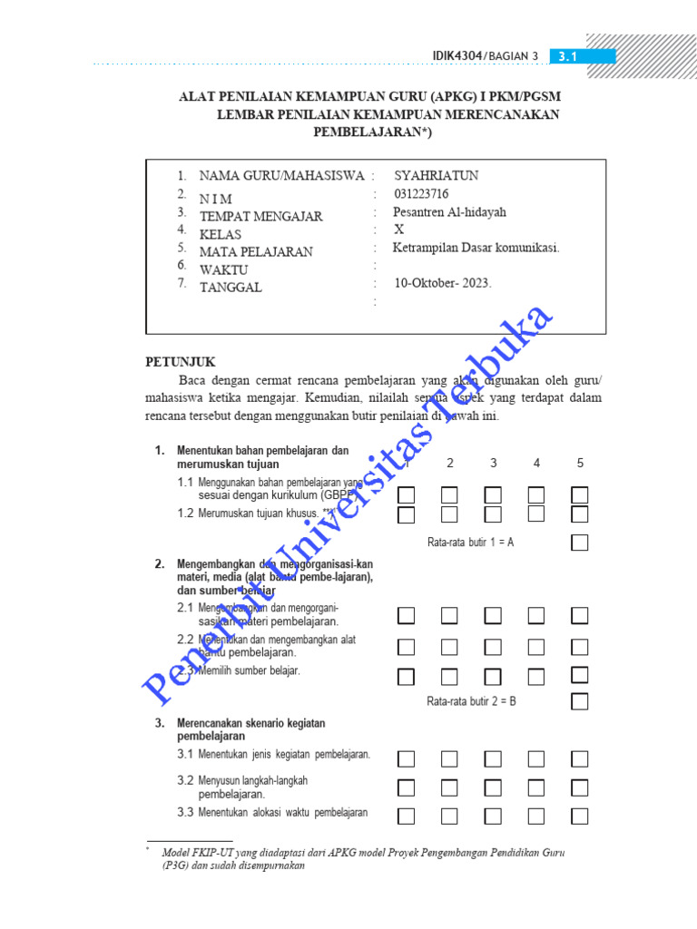 Lembar APKG 1 Dan 2 New | PDF
