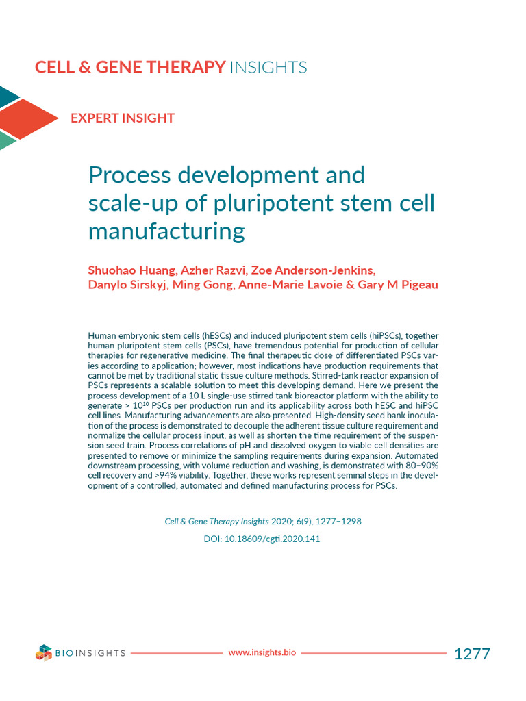 Process Development Pigeau | PDF | Embryonic Stem Cell | Stem Cell