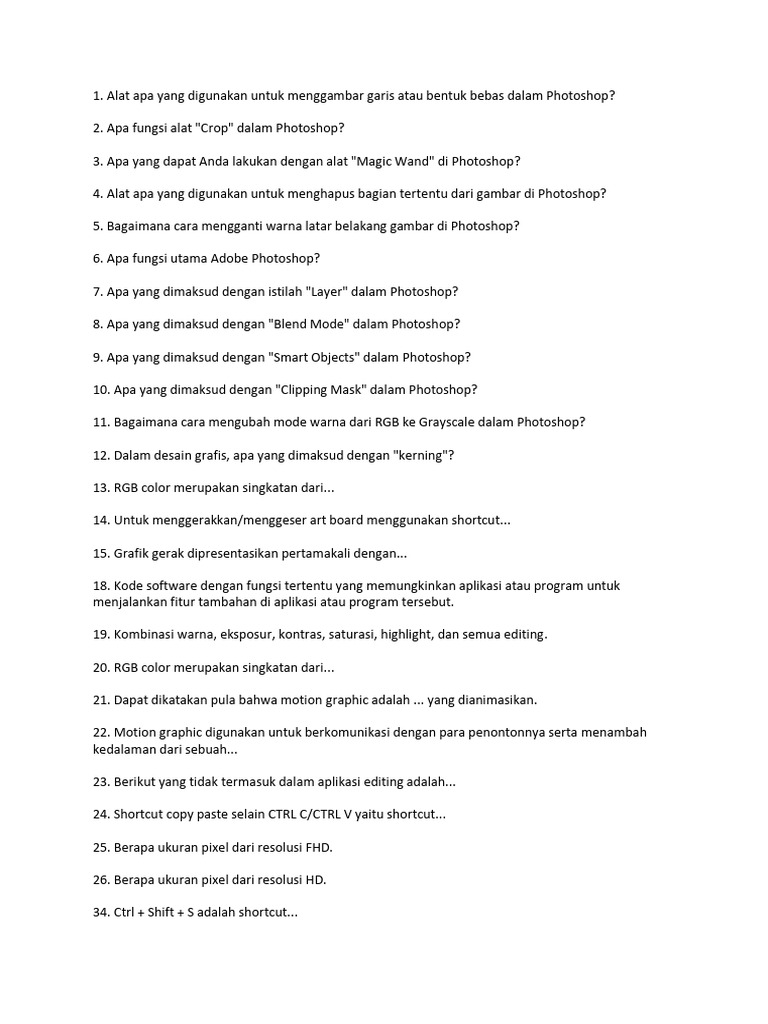 Kisi-Kisi Desain Grafic | PDF
