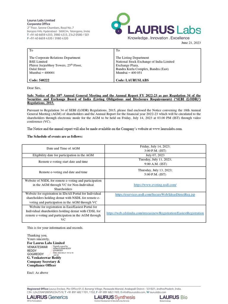 Laurus Labs | PDF | Governance | Corporate Governance