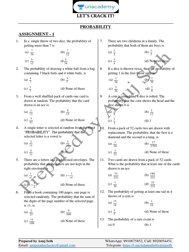 Probability 1 | PDF | Probability | Gambling