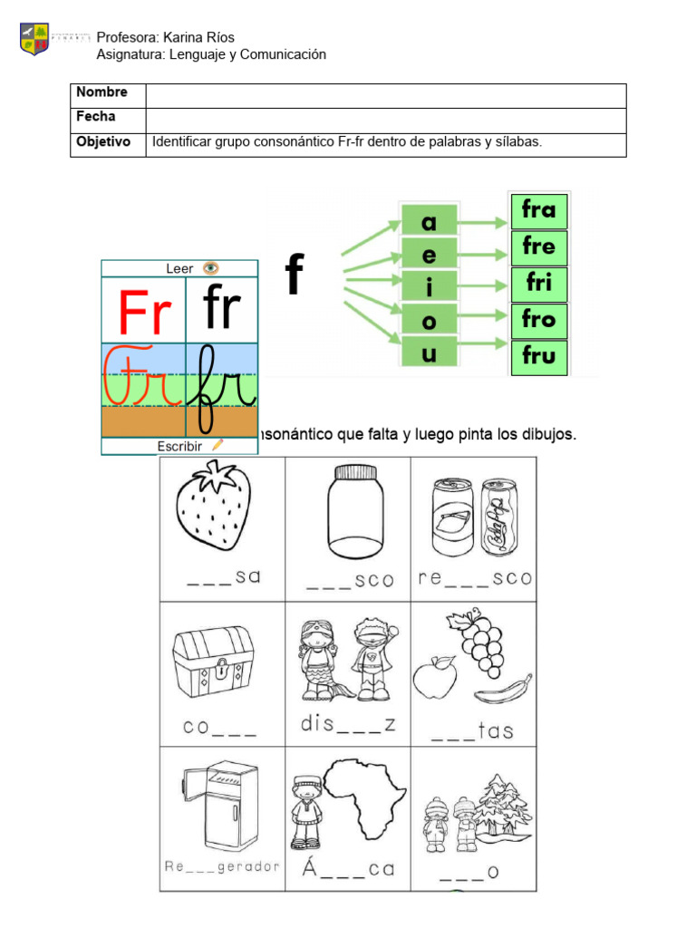 Fra Fre Fri Fro Fru: Nombre Fecha Objetivo | PDF
