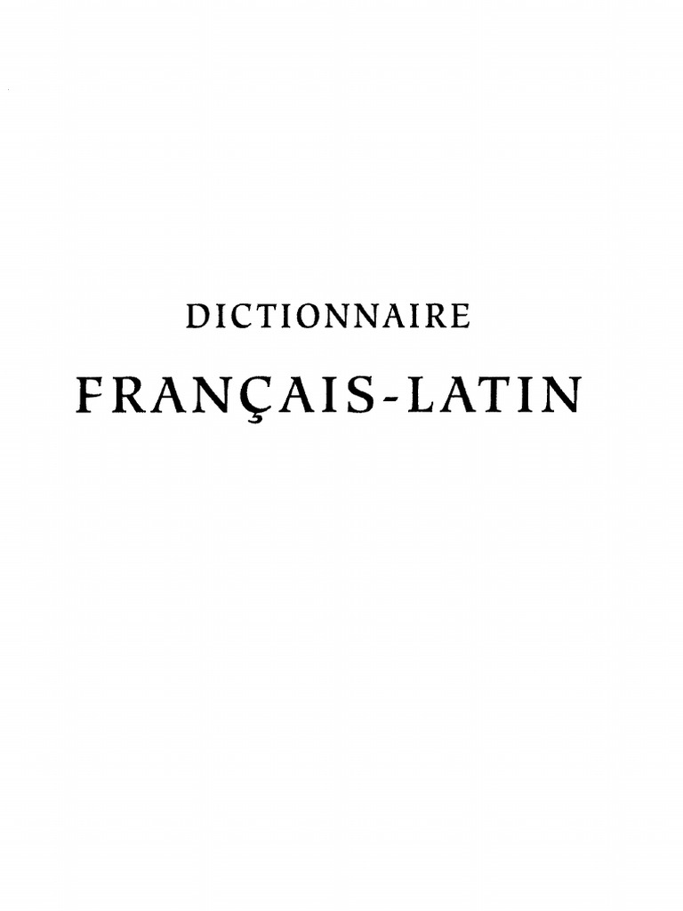 Dictionnaire Français - Latin | PDF