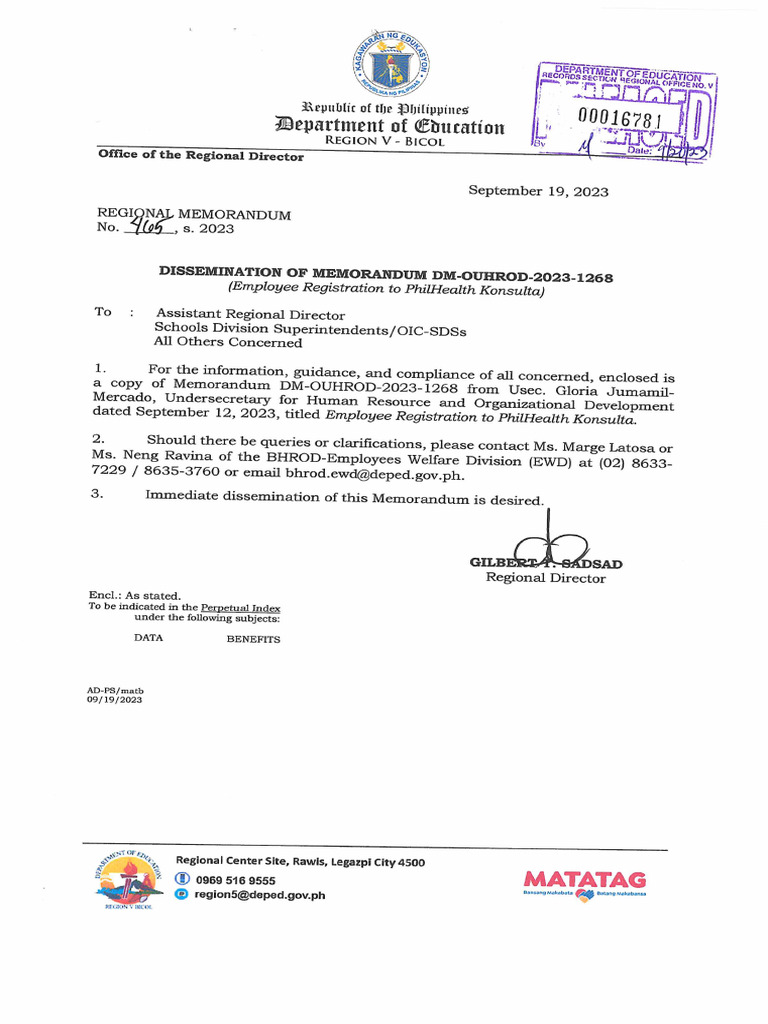 RM - 465 S - 2023 Dissemination of Memorandum DM OUHROD 2023 1268 ...