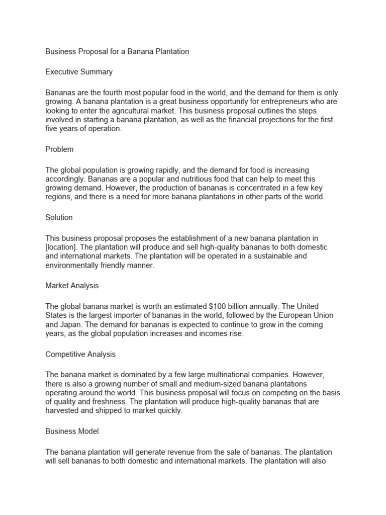 Banana Plantation Business Proposal | PDF | Banana | Business Plan