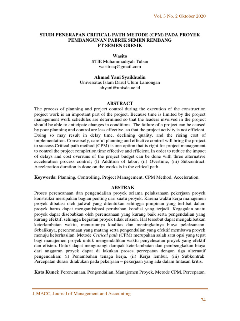 Studi Penerapan Critical Path Metode CPM c6026d43 | PDF | Bisnis ...