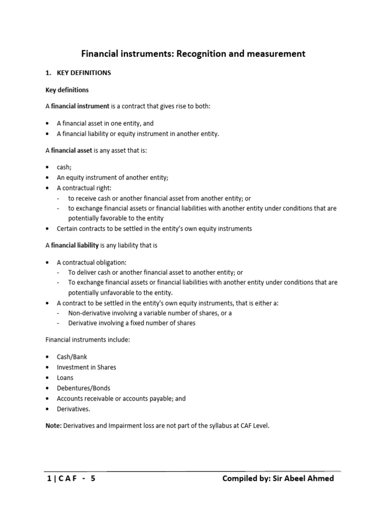 Financial Instruments: Recognition & Measurement | PDF | Fair Value ...