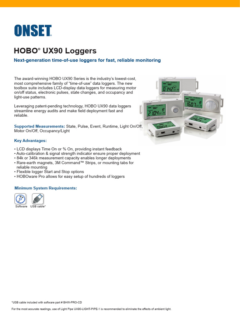 Onset HOBO UX90 Data Loggers | PDF | Patent | Fluorescent Lamp