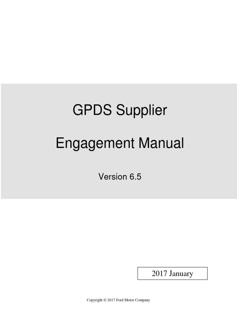 External GPDS Supplier Engagement Manual | PDF | Supply Chain | Ford ...