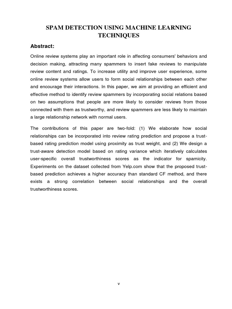 Sat - 98.Pdf - Spam Detection Using Machine Learning Techniques | PDF ...