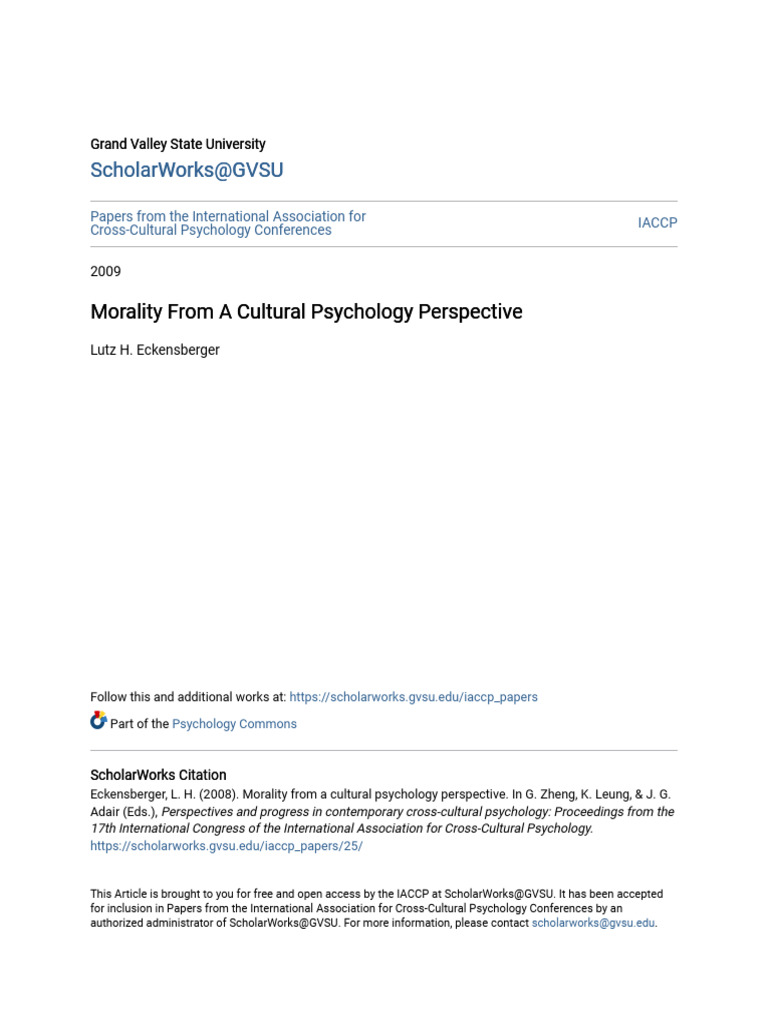 Morality From A Cultural Psychology Perspective | PDF | Qualitative ...
