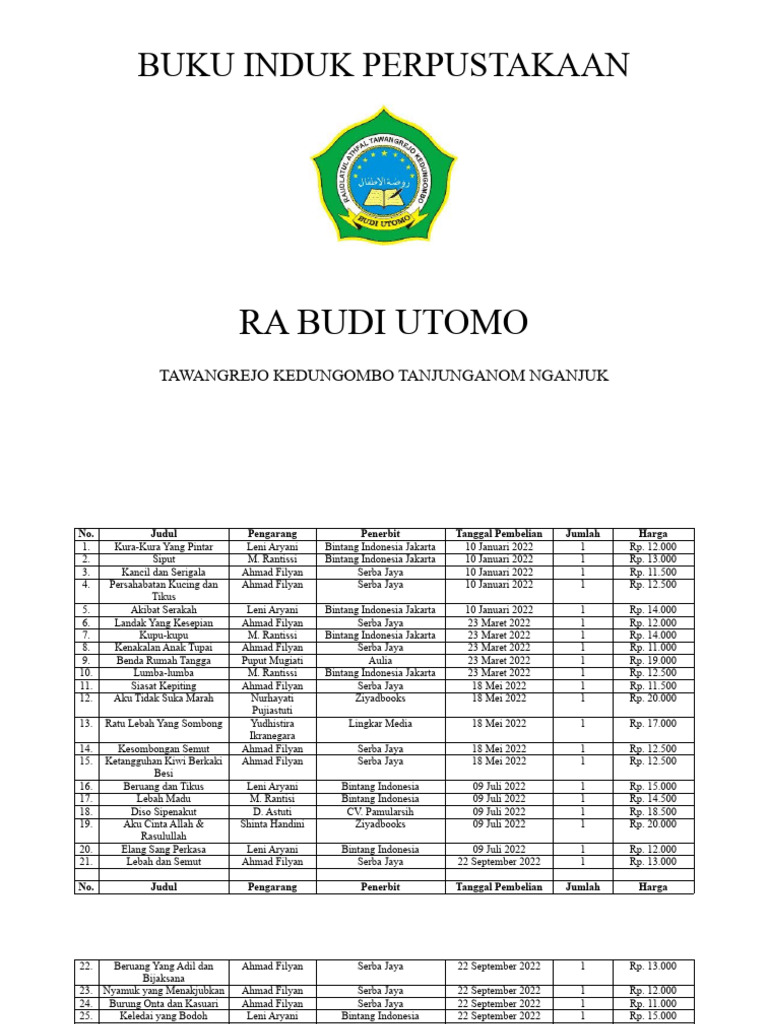Buku Induk Perpustakaan Pdf