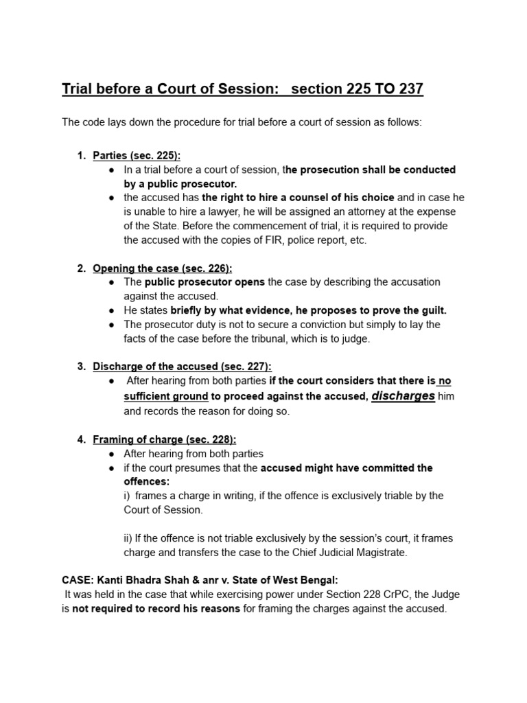 Court of Session Trial Procedures: Sec 225-237 | PDF | Prosecutor ...