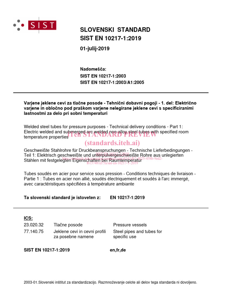 En 10217 1 2019 | PDF