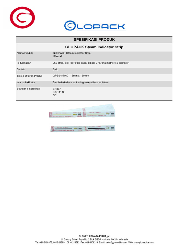 2 Spek Glopack Steam Indicator Strip | PDF