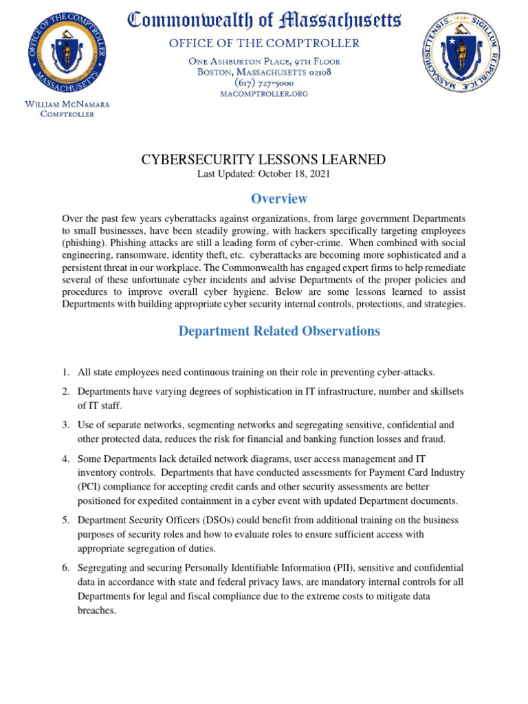 Cybersecurity Lessons Learned | PDF | Security | Computer Security