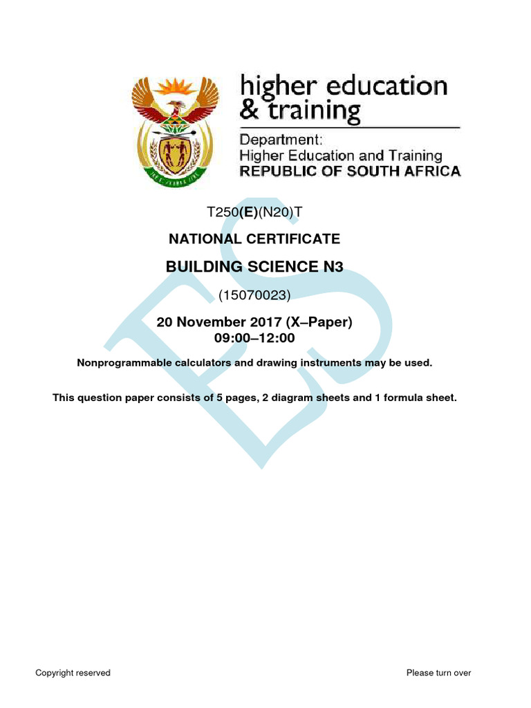 T250 - BUILDING SCIENCE N3 NOV QP 2017 Corr 29-05-2017 Signed Off | PDF ...