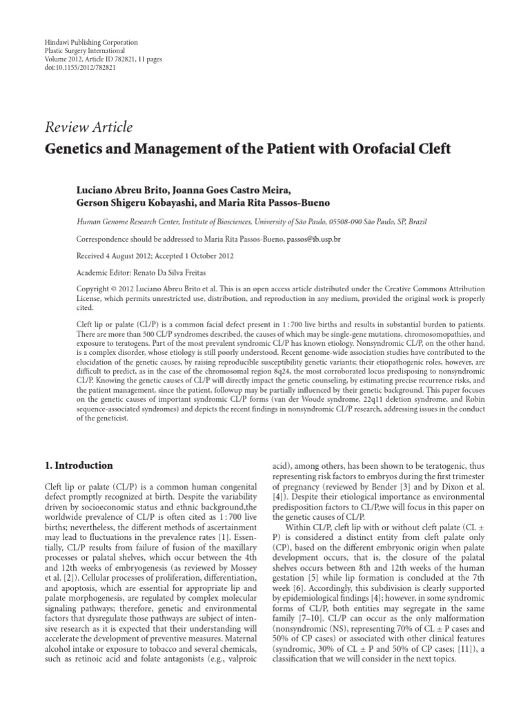 Brito - Genetics and Management of The Patient With Orofacial Cleft ...