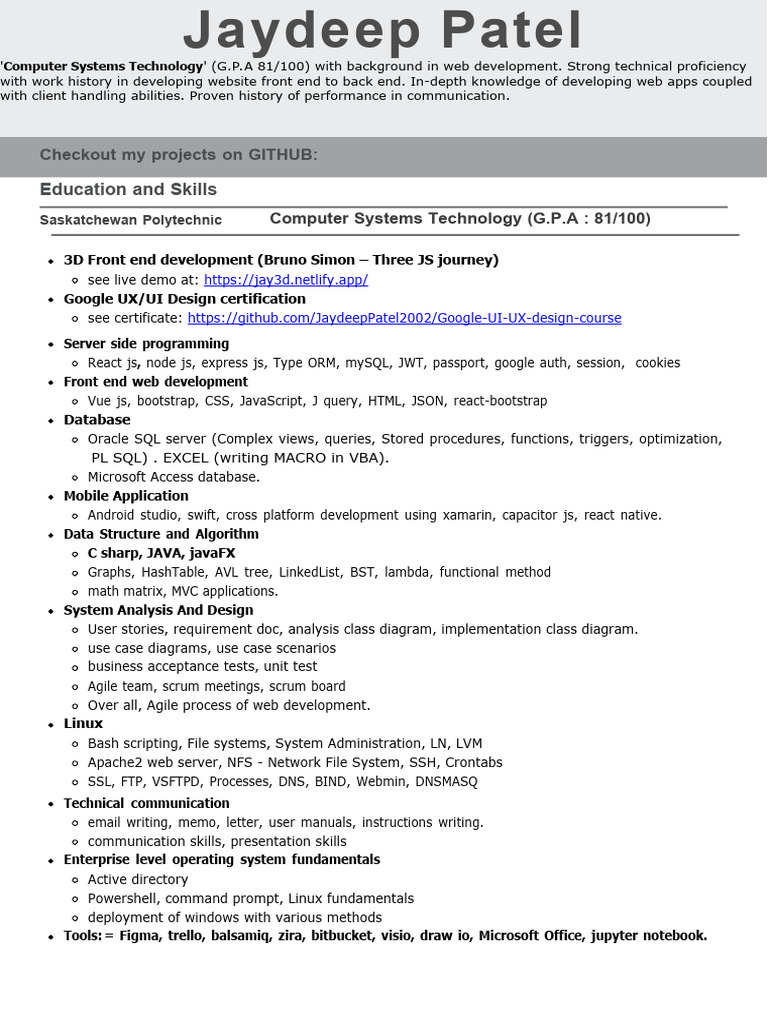 Jay Resume | PDF | World Wide Web | Internet & Web