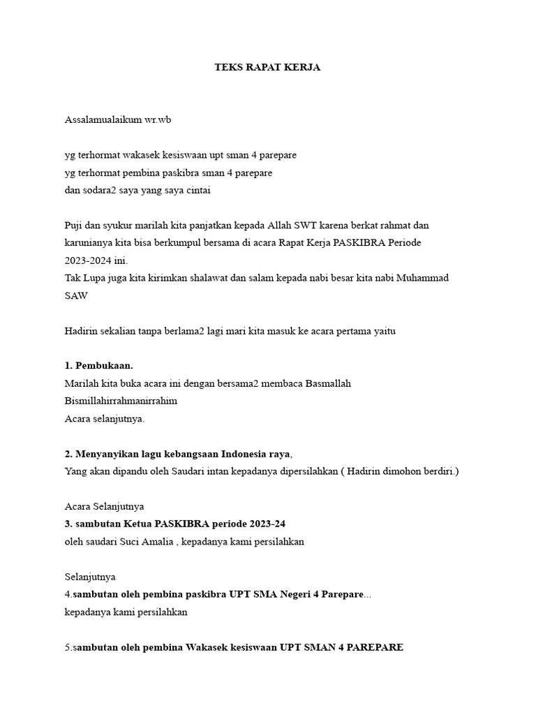 Teks Rapat Kerja | PDF