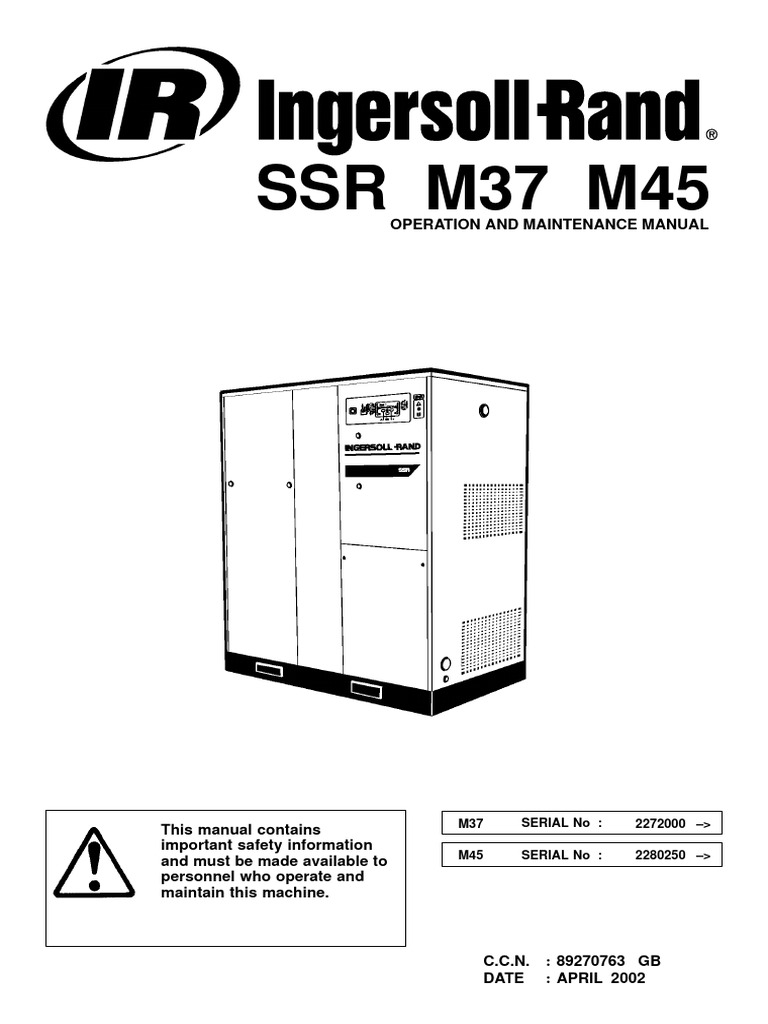 Ingersoll Rand M37 & M45 Ops & Maint Manual | PDF | Valve | Water