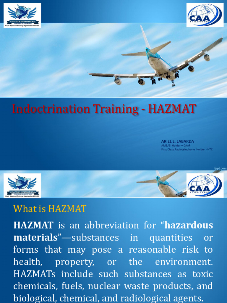 Indoctrination Training HAZMAT | PDF | Dangerous Goods | Chemical Substances