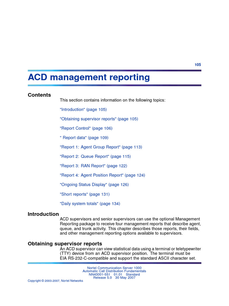 ACD Management Reporting | PDF | Interactive Voice Response ...