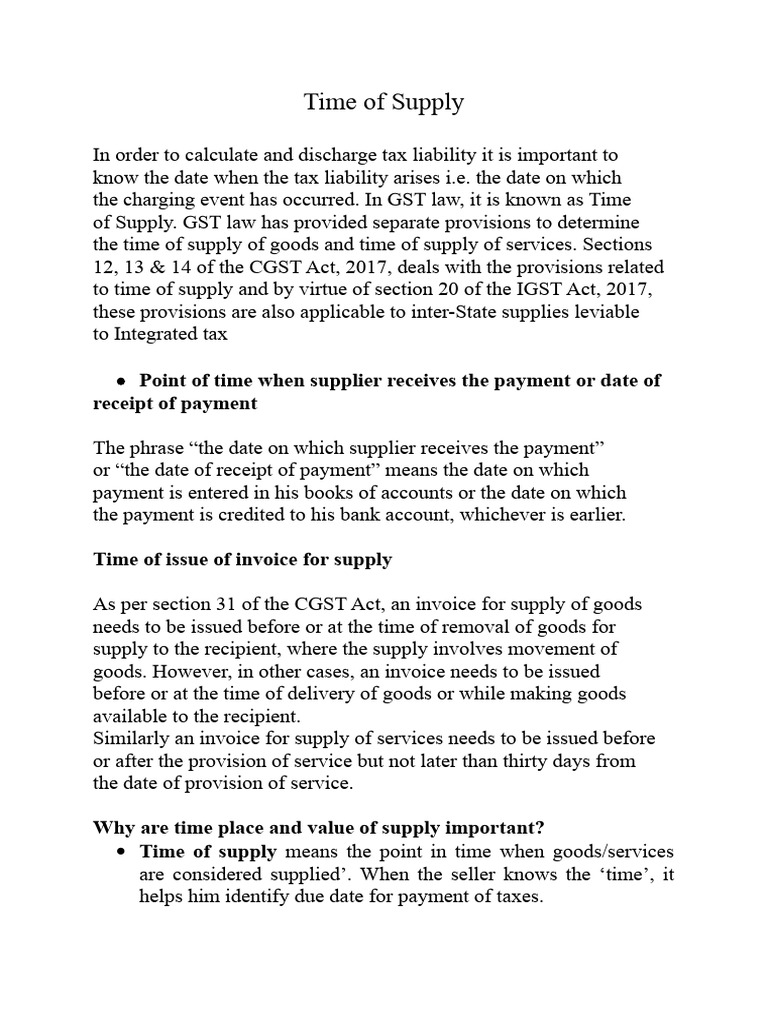 Why Are Time Place and Value of Supply important-DESKTOP-RLCBC05 | PDF ...