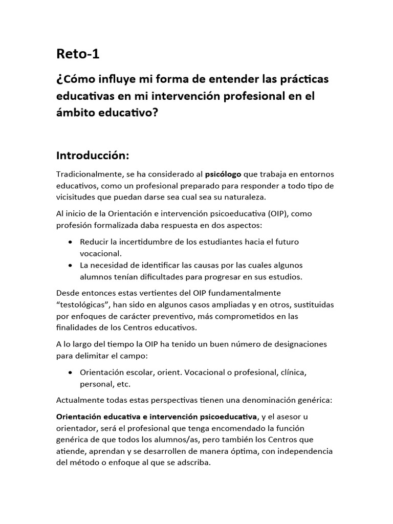 Trabajo de Silvia. Reto-1 | PDF | Aprendizaje | Constructivismo (filosofía de la educación)