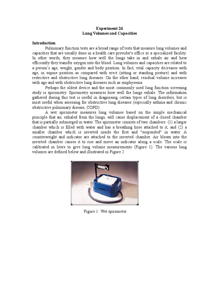 Lung Volumes and Capacities Experiment | PDF | Lung | Exhalation